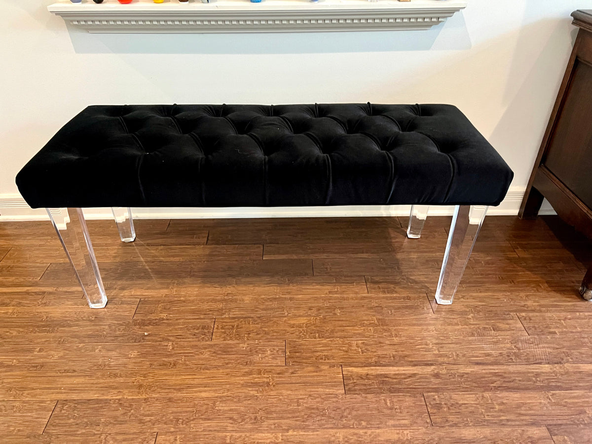Tufted Black Velvet Bench – KLM Luxury Consignment