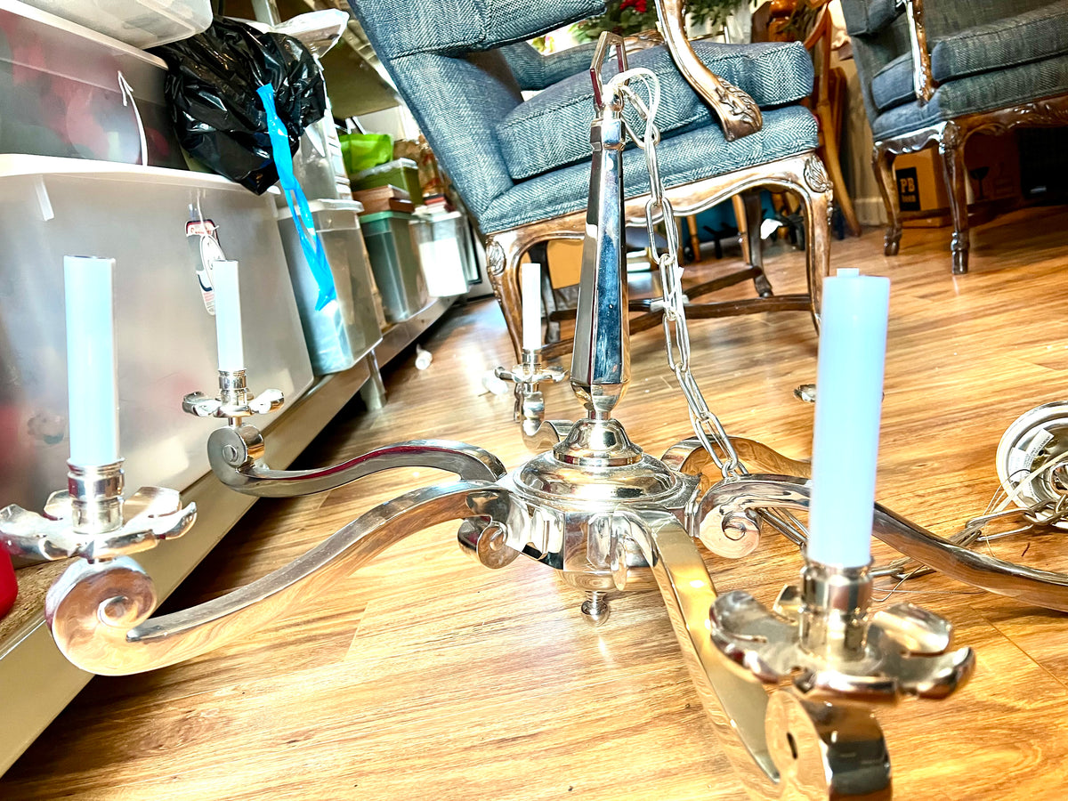 Polished Nickel 6 Light Chandelier – KLM Luxury Consignment