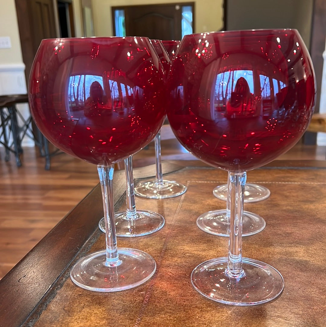 Set of 8 Ruby Red Wine Glasses – KLM Luxury Consignment