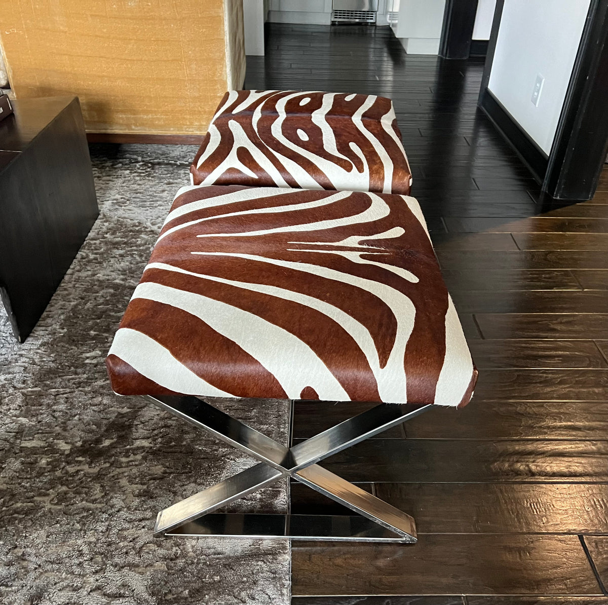 Pair of Zebra Hide Stools – KLM Luxury Consignment